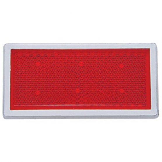 Rectangular Quick Mount Reflector w/ Chrome Bezel - Red - Texas Chrome Shop
