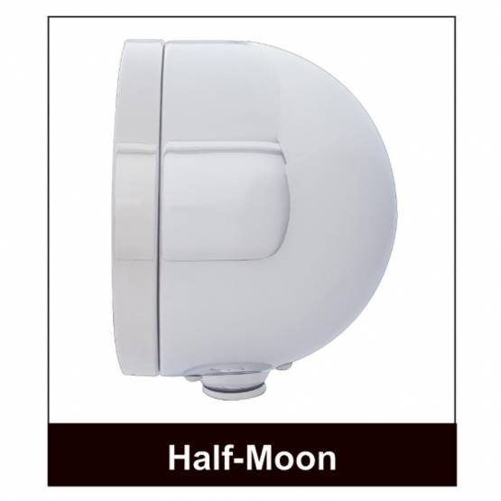 LED 7" Stainless Steel "BULLET" Half-Moon Headlight - Clear Lens ...