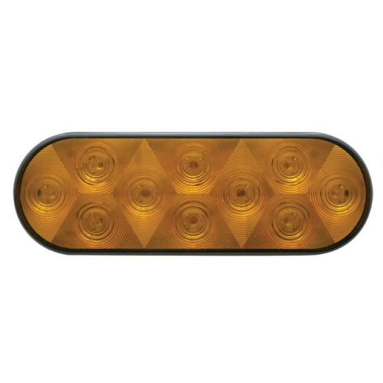 10 LED Oval Turn Signal Light - Amber LED/Amber Lens - Texas Chrome Shop