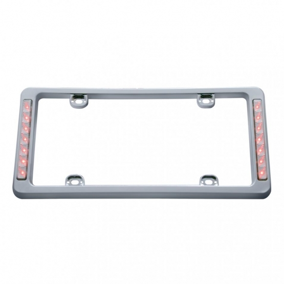 14 LED Chrome License Frame - Red LED/Clear Lens - Texas Chrome Shop